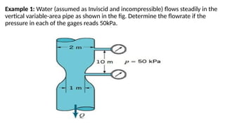 Discussion slide on Bernoulli's Equation and Quantinuity equation | PPTX