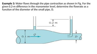 Discussion slide on Bernoulli's Equation and Quantinuity equation | PPTX