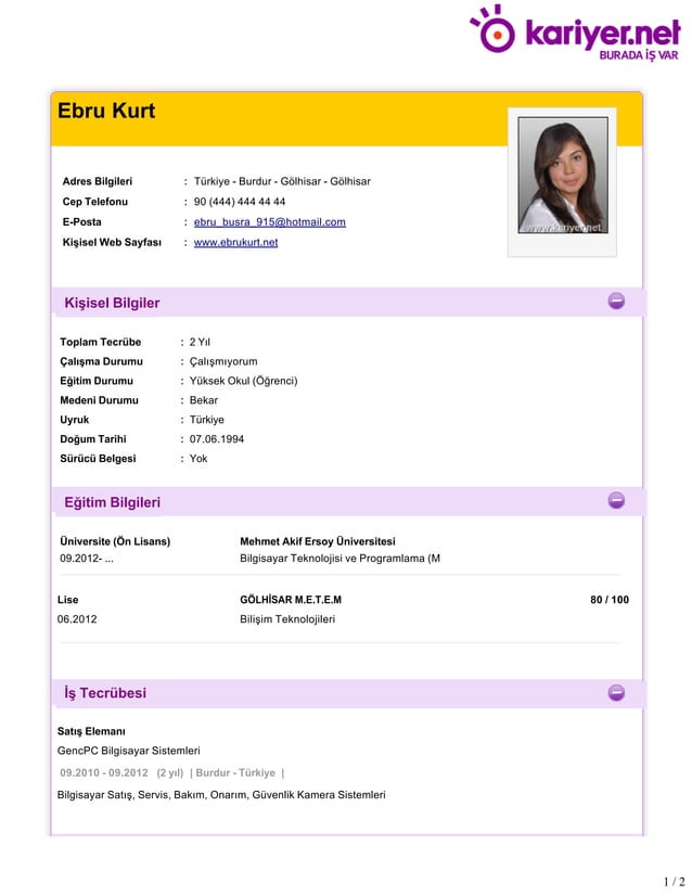 Cv ebru kurt_108634169 | PDF