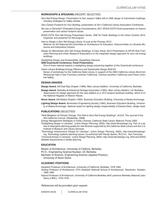 CV Edward Dean FAIA | PDF