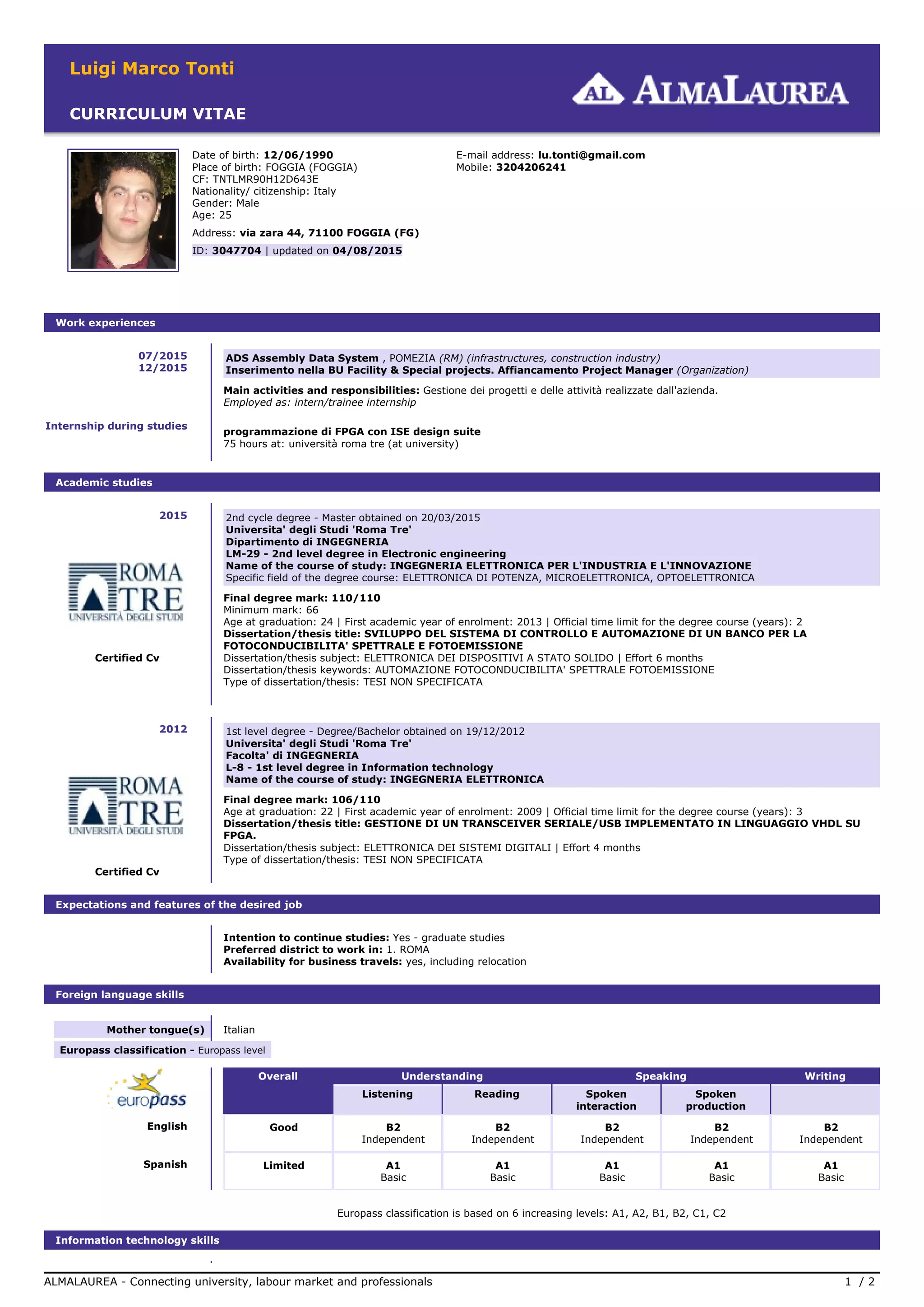 Cve int luigi marco tonti | PDF