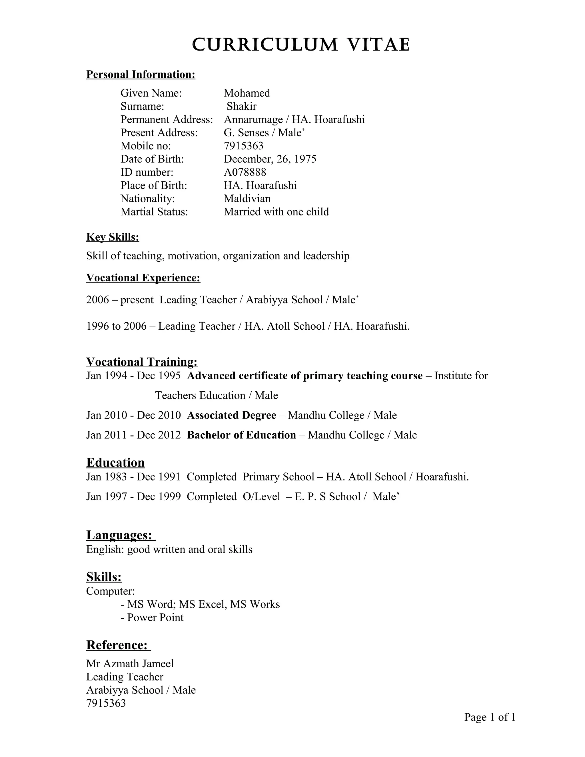 Cv election shakir | DOC