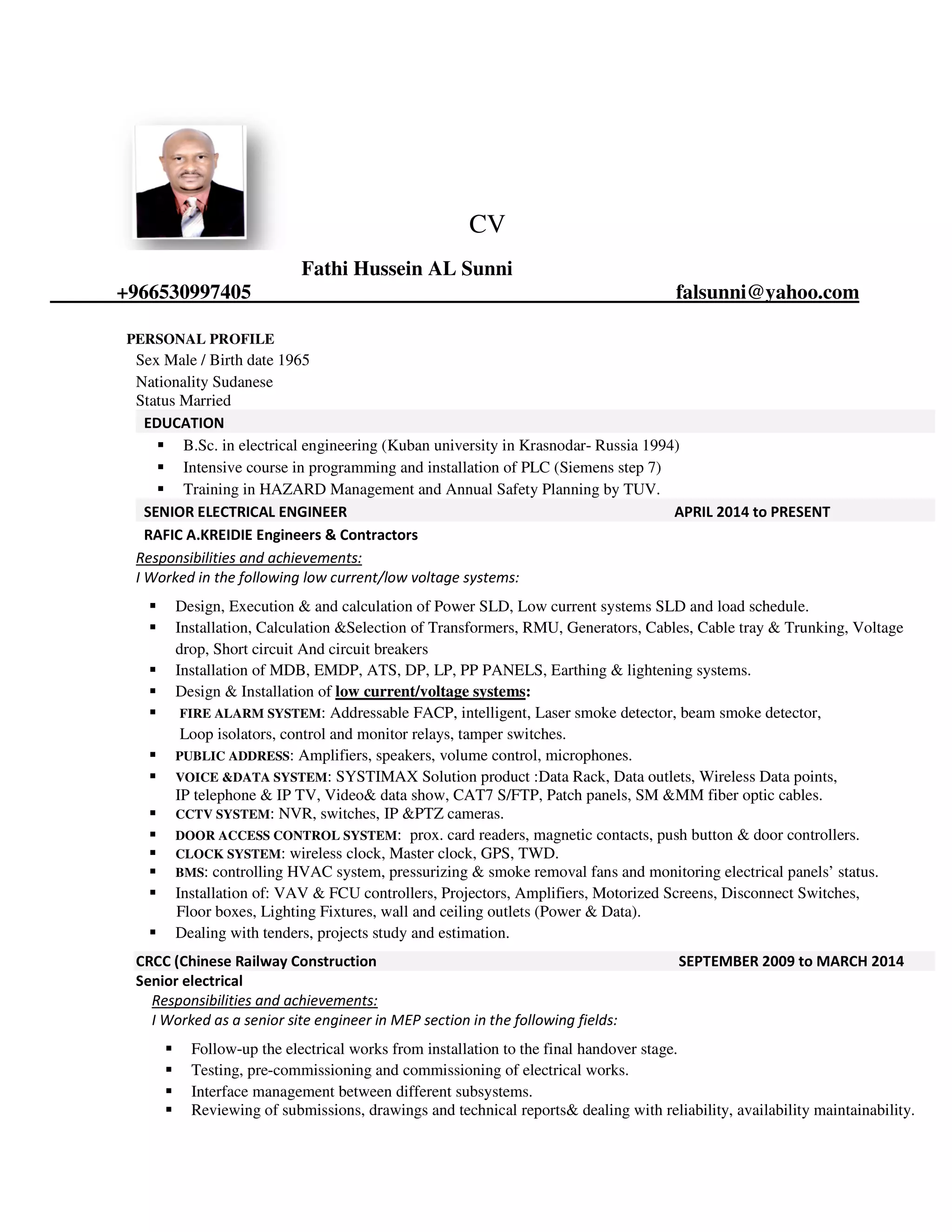 Cv electrical engr. fathi | PDF