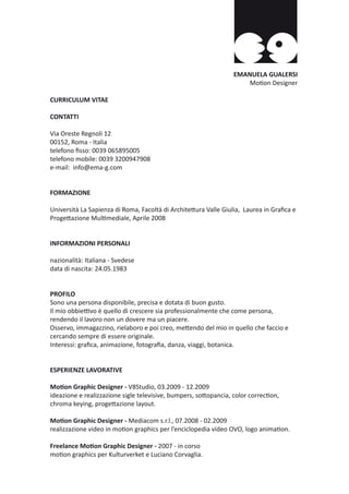 Cv Emanuela Gualersi | PDF