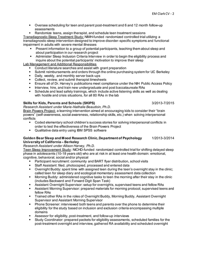 Curriculum Vitae Emily Clark | PDF