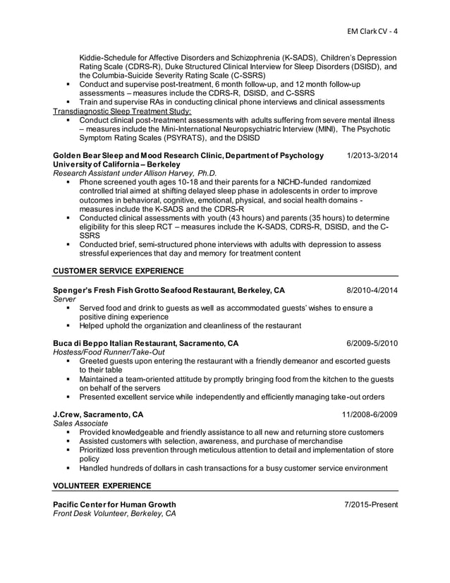 Curriculum Vitae Emily Clark | PDF
