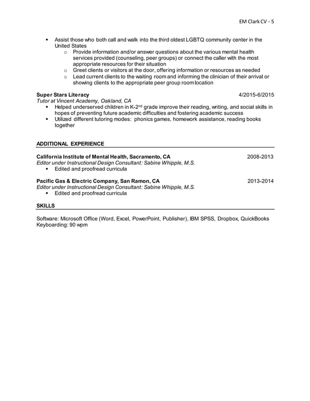 Curriculum Vitae Emily Clark | PDF