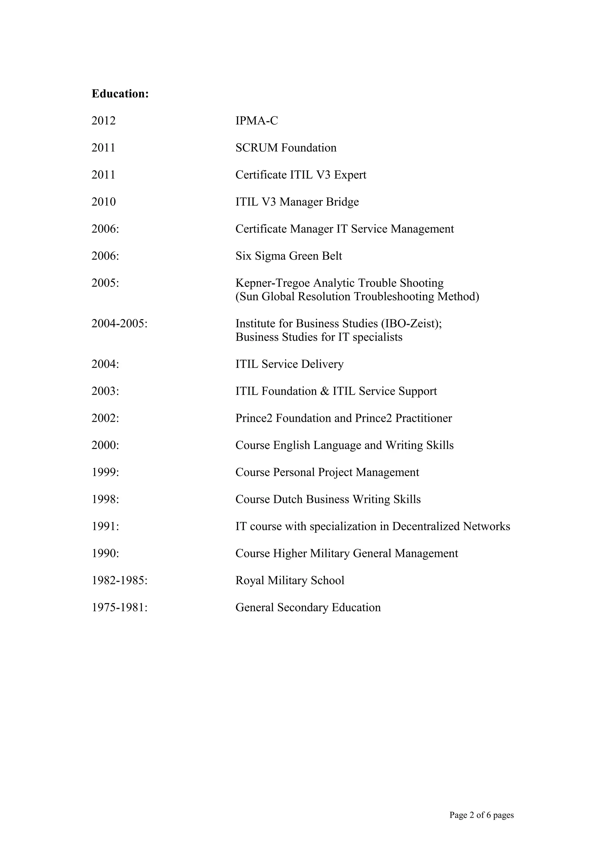 Cv english henk vd kerkhof | PDF