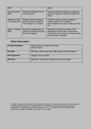 Cv english no references | DOCX