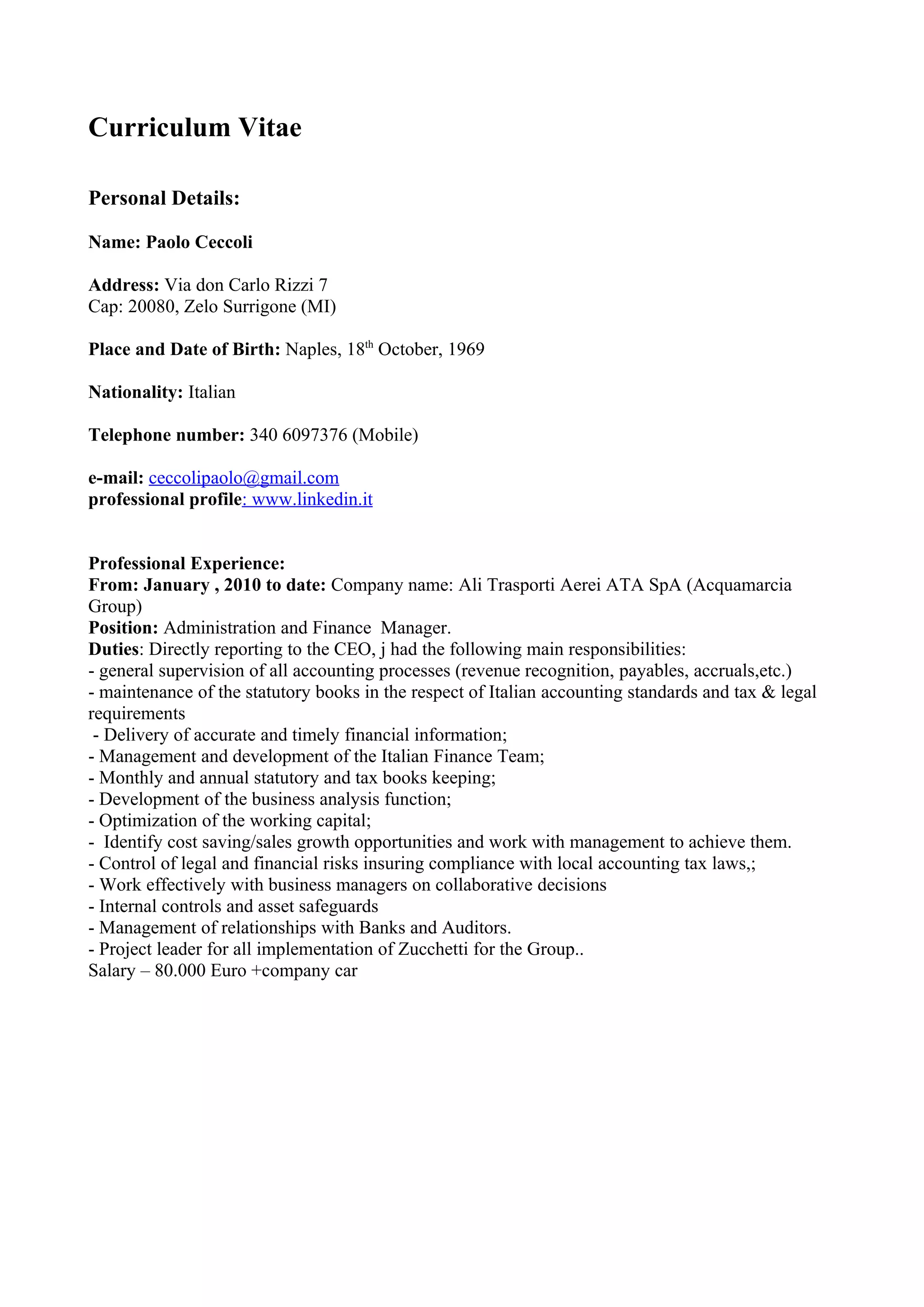 Cv Englishversion | DOC