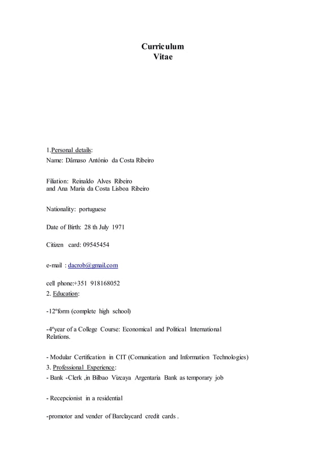 Cv(english version) | DOCX