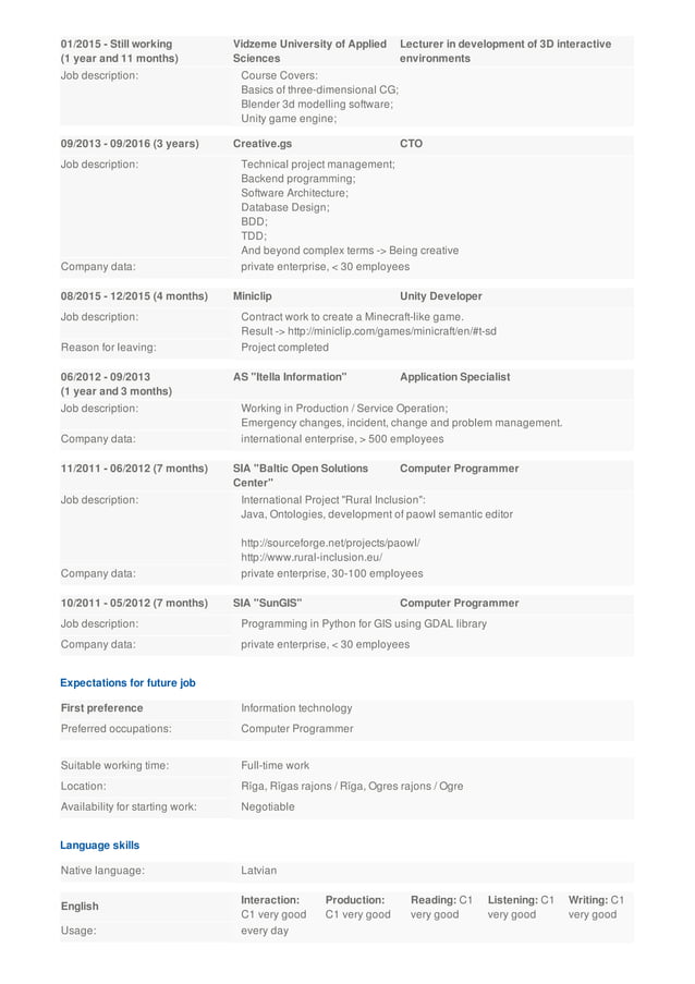 Girts Kesteris Unity Developer Cv ENG | PDF