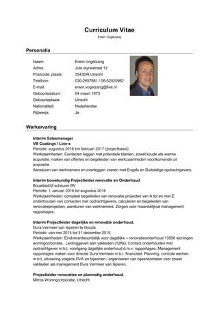 Cv erwin vogelzang 12 12-2016 | PDF