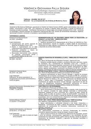 Asistente Ejecutiva Multilingüe Cooperación internacional Inglés y ...