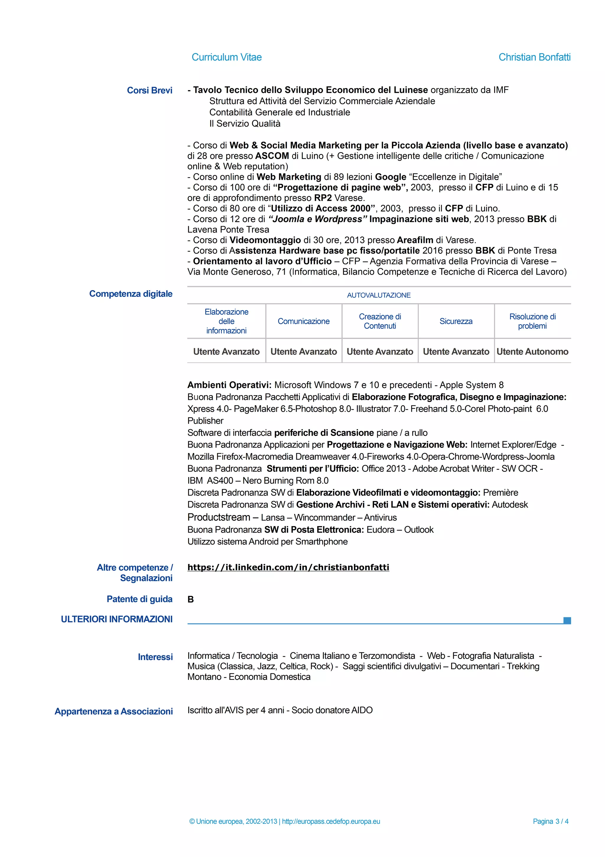 CV Europass Compilato | PDF