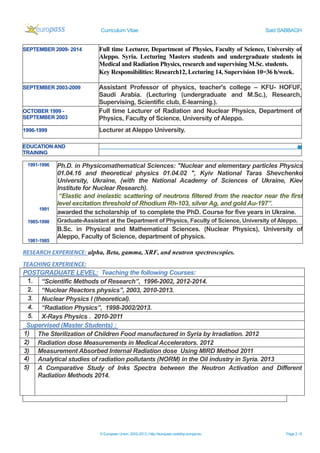 Cv europass said sabbagh 1 2016 | PDF