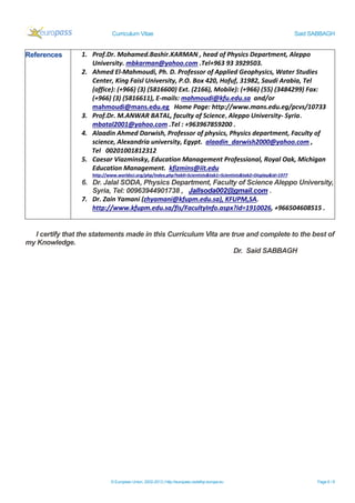 Cv europass said sabbagh 1 2016 | PDF