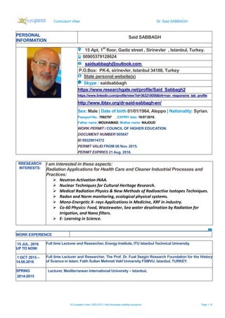 Cv europass said sabbagh 8 2016 | PDF