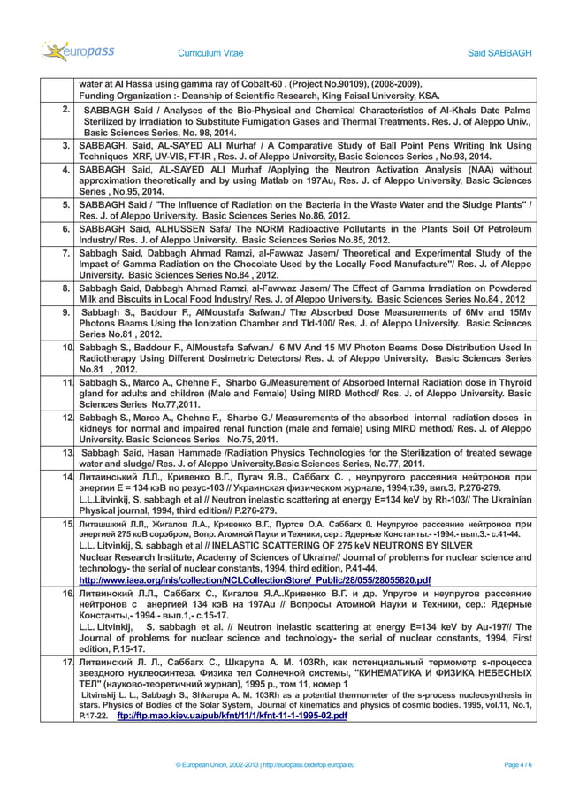 Cv europass said sabbagh 8 2016 | PDF