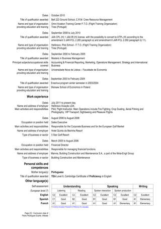 CV European pedro alfaiate pdf | PDF
