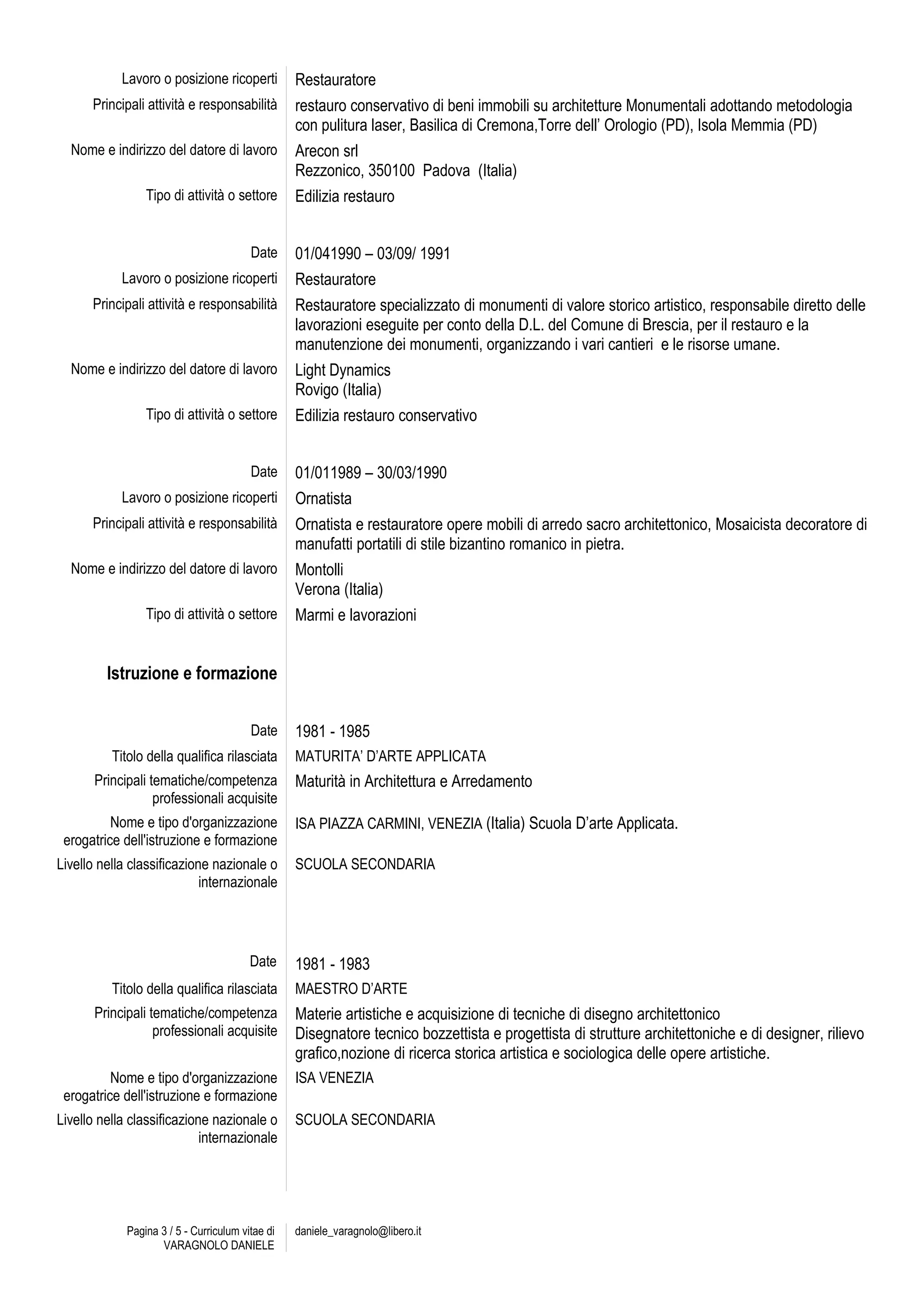 Cv, europeo aggiornato 2013 (1) | DOC