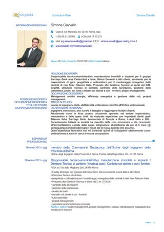 CVeuropeo ita_cavallo_simone | PDF | Civil Engineering Industry | Industries