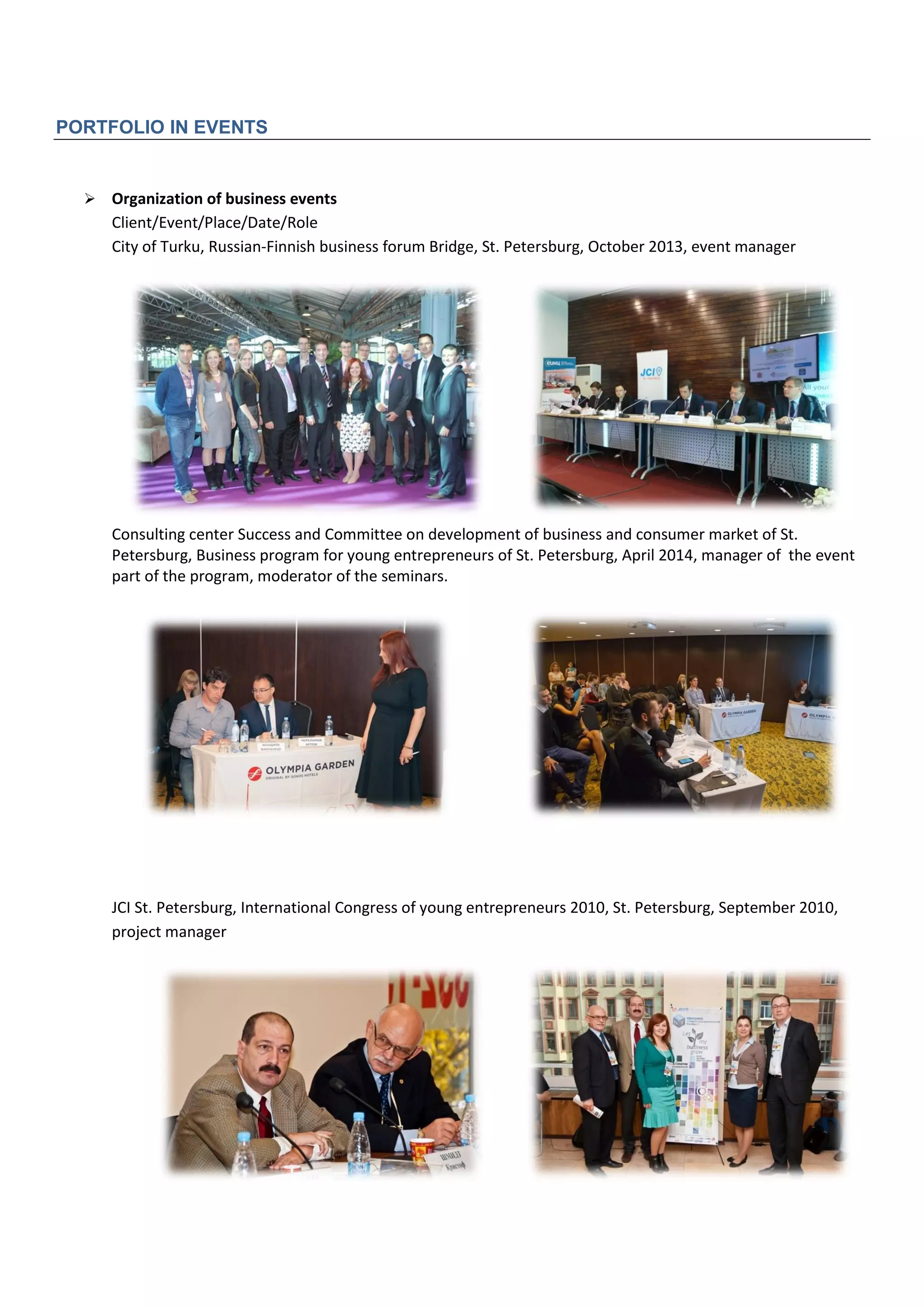 CV and portfolio event manager Elena Leontyeva | PDF