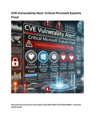 CVE Vulnerability Alert Critical Microsoft Exploits Fixed.pdf