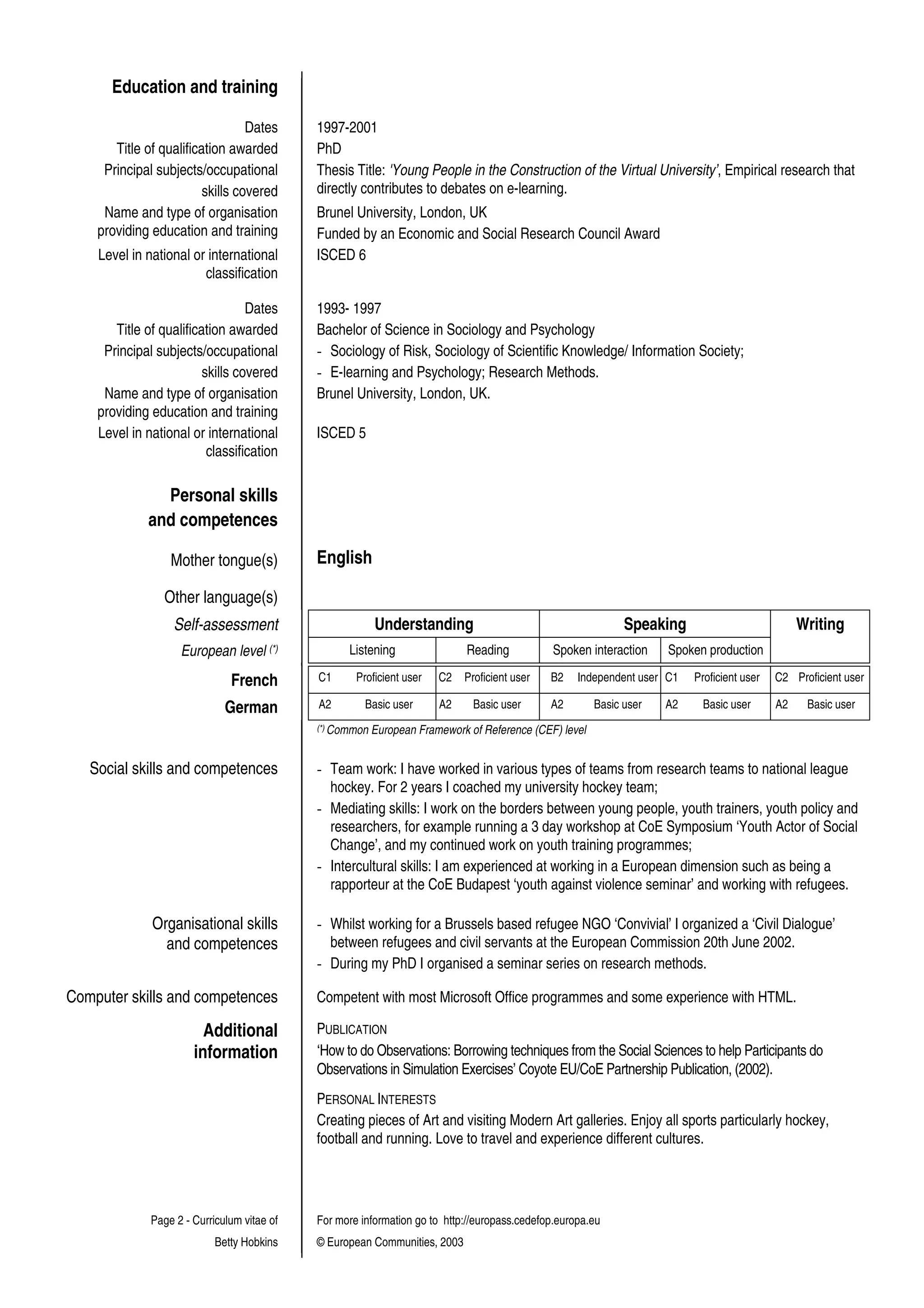 Cv examples en_gb | PDF