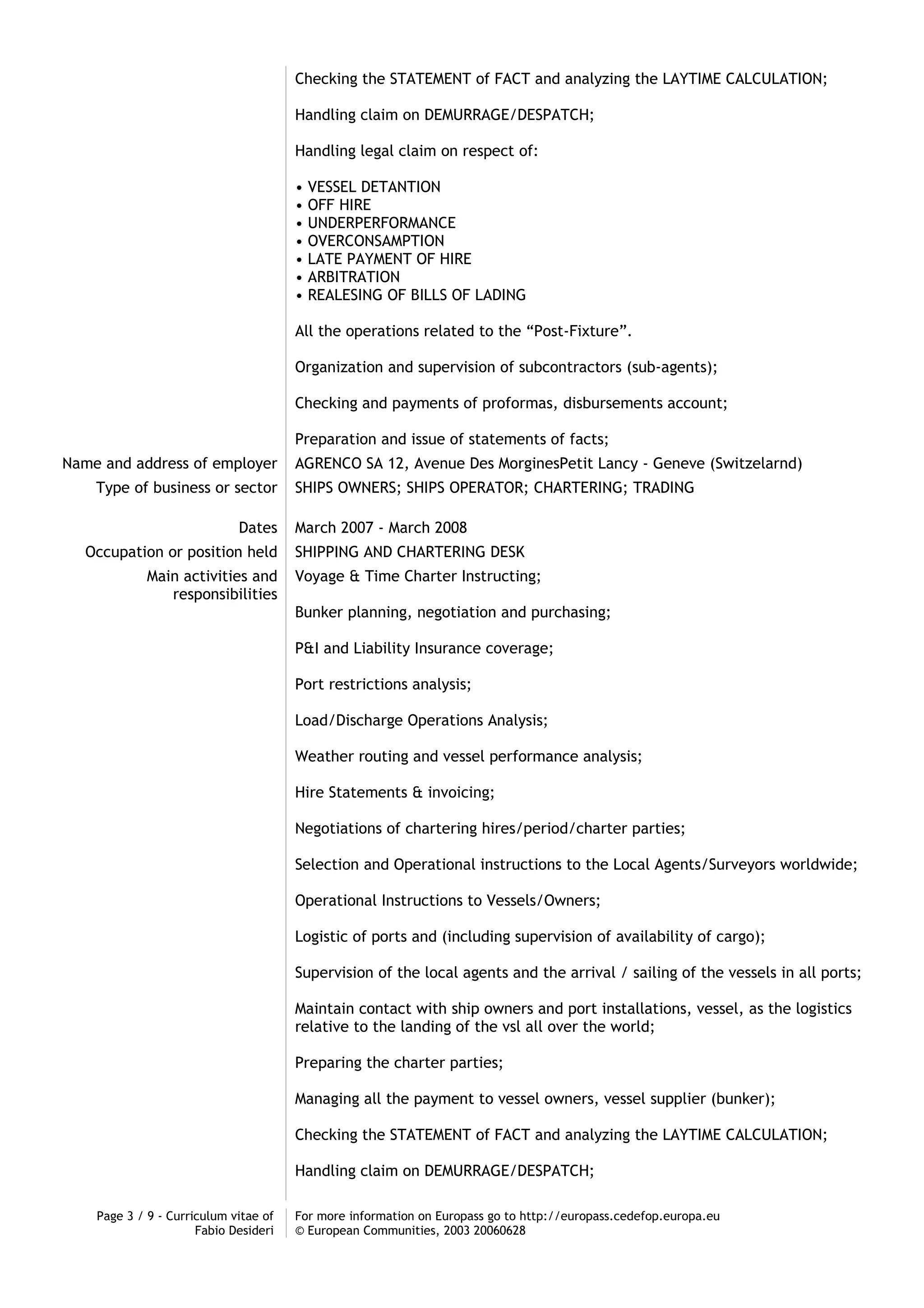 Cv Fabio Desideri | PDF