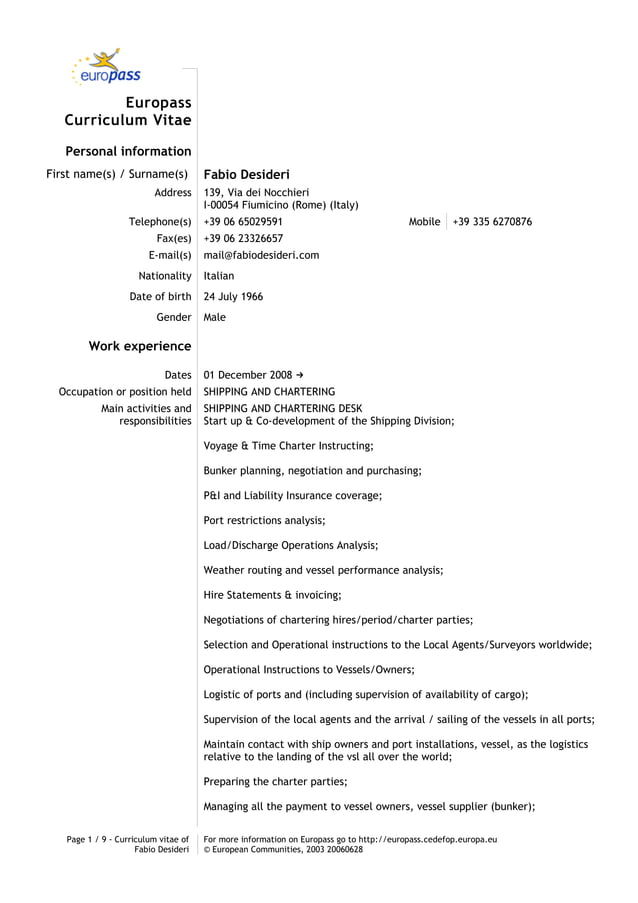 Cv Fabio Desideri | PDF