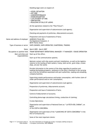 Cv Fabio Desideri | PDF | Cruises | Travel Type