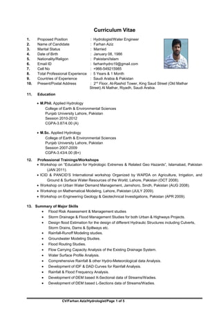 Hydrologist-CV | DOC | Civil Engineering Industry | Industries