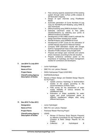 Hydrologist-CV | DOC | Civil Engineering Industry | Industries