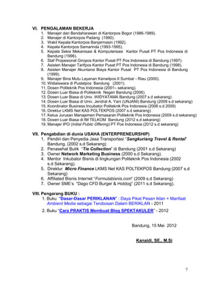 CV Fasilitator/Narasumber TRAINING (Kanaidi, SE., M.SI) | PDF