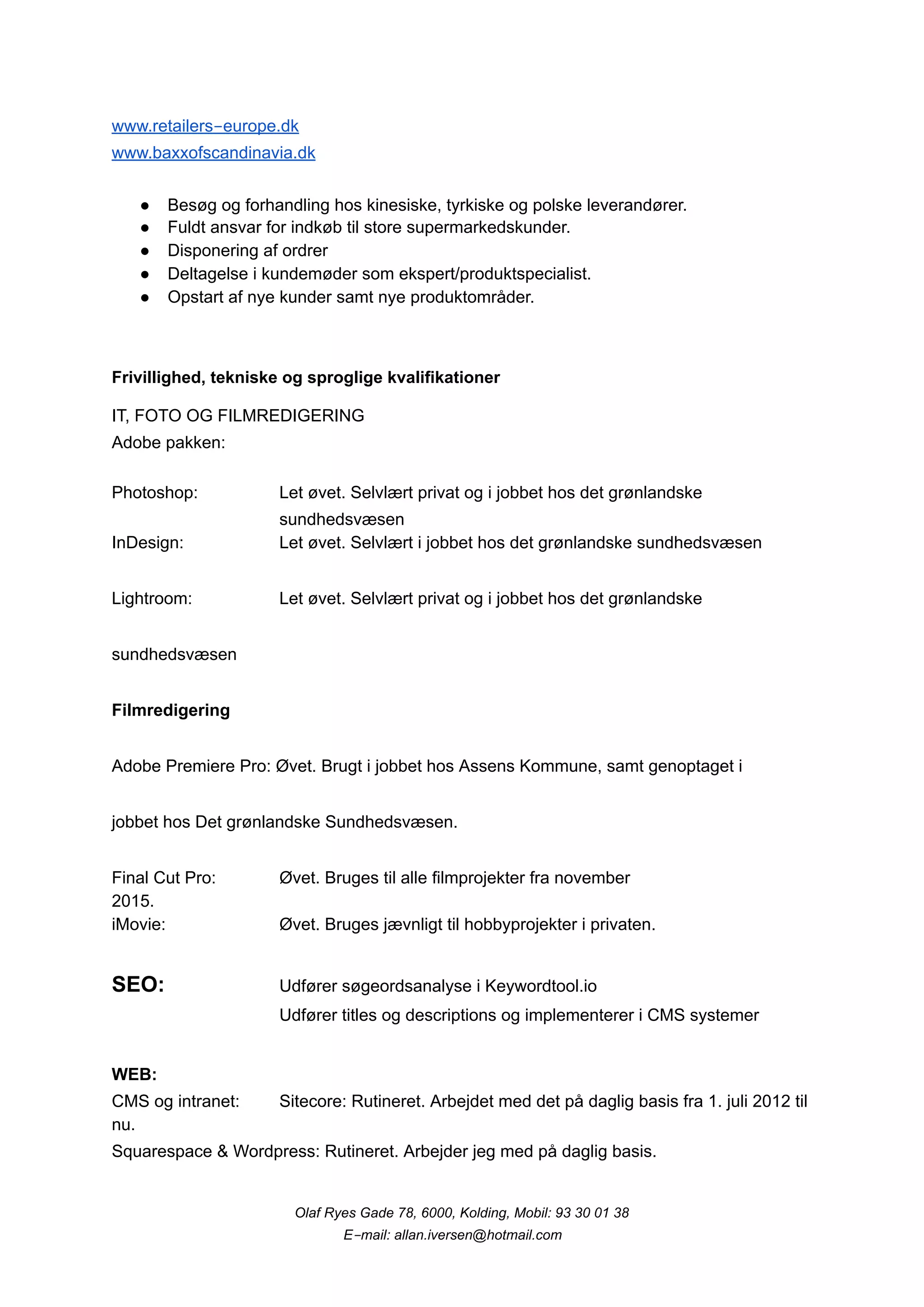 CV Allan Iversen | PDF