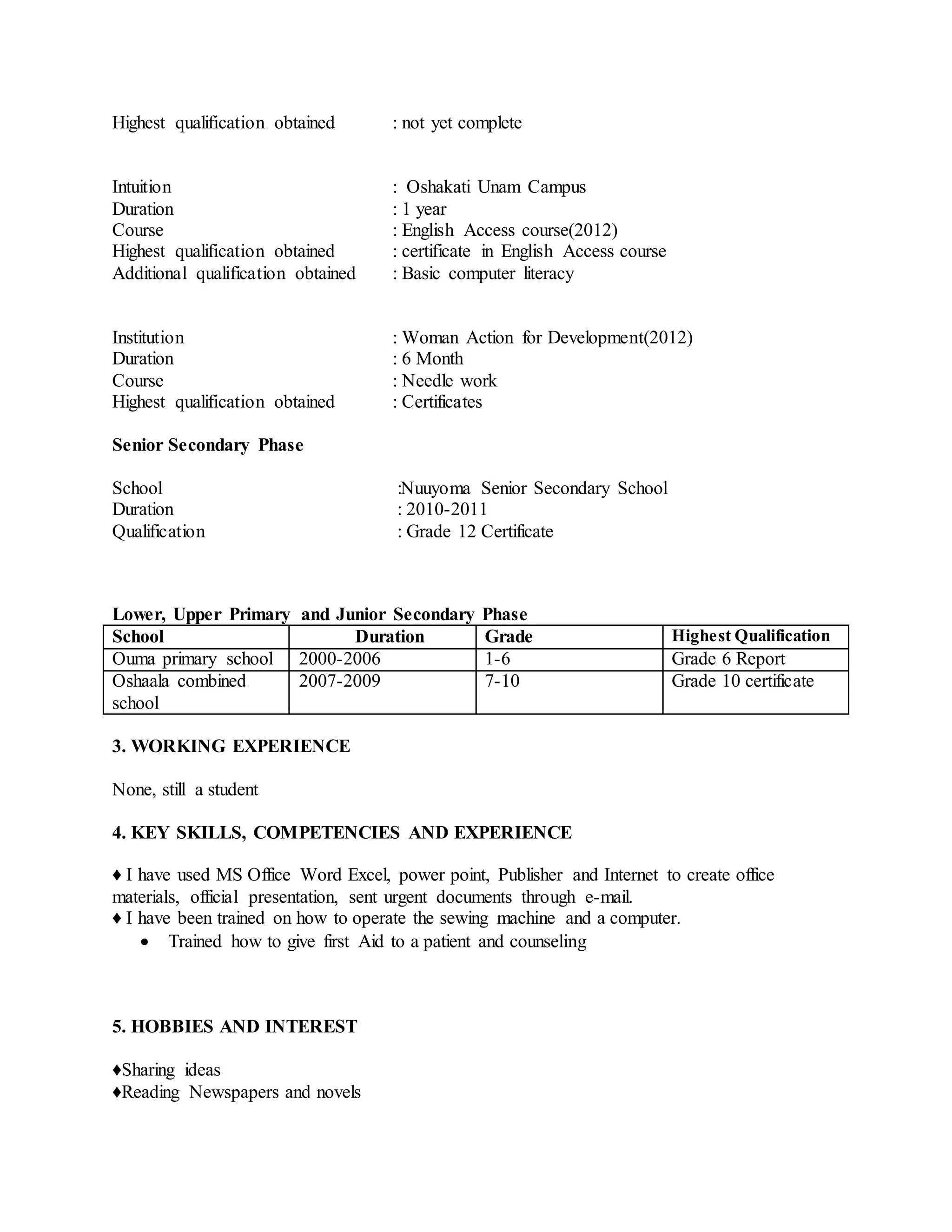 Cv for anna | DOCX | Professional School | Postgraduate Education