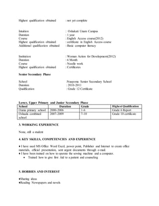 Cv for anna | DOCX | Professional School | Postgraduate Education