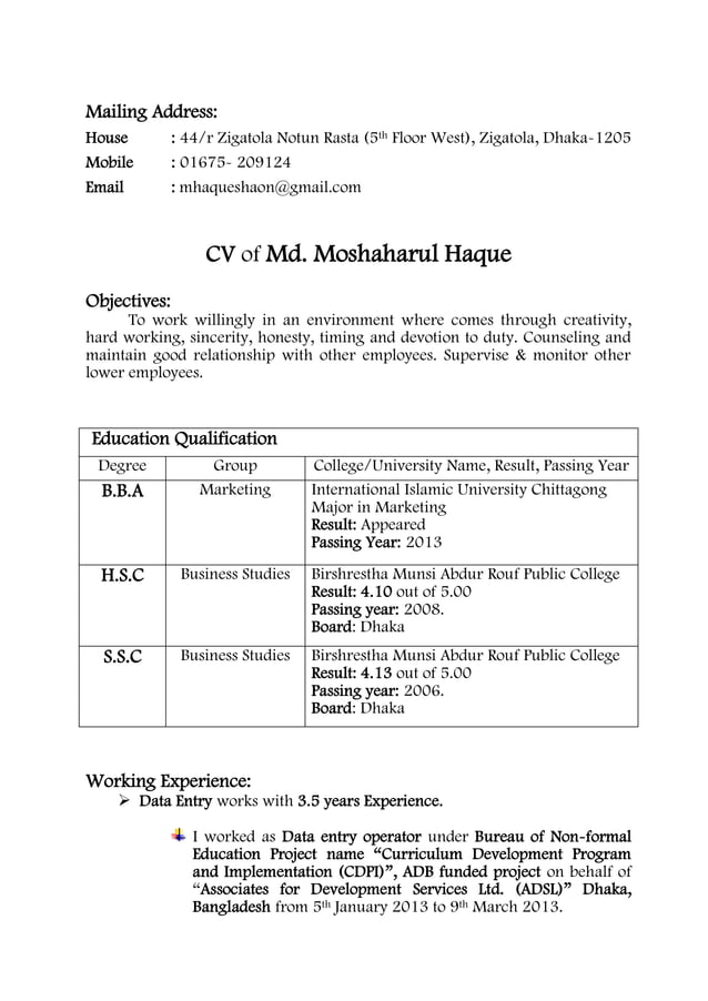 CV Sample. | PDF