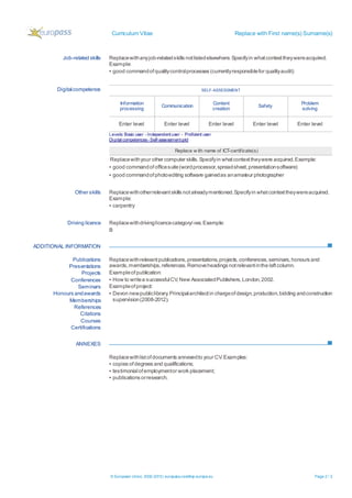 Cv format. | DOCX | Resume Writing and Advice | Job Search