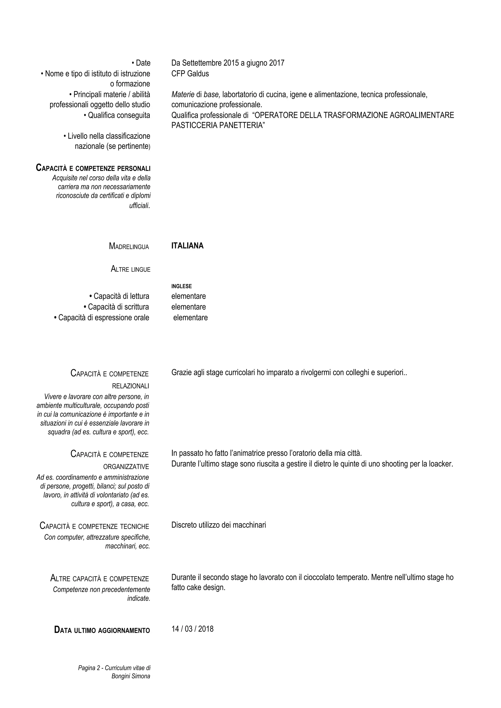 Cv formato | PDF