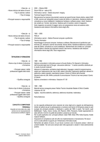 Cv formato europeo - maurizio saltanocchi - foto | PDF