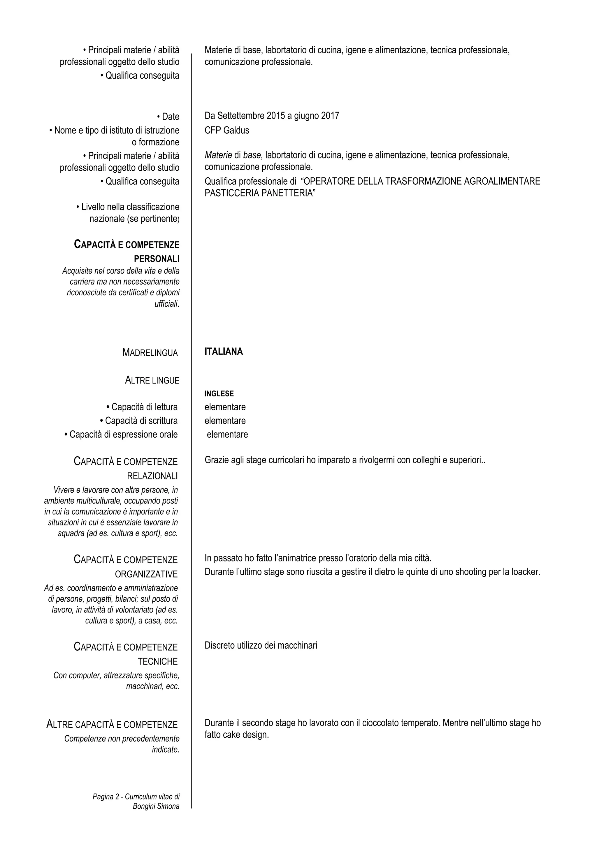Cv formato europeo | PDF