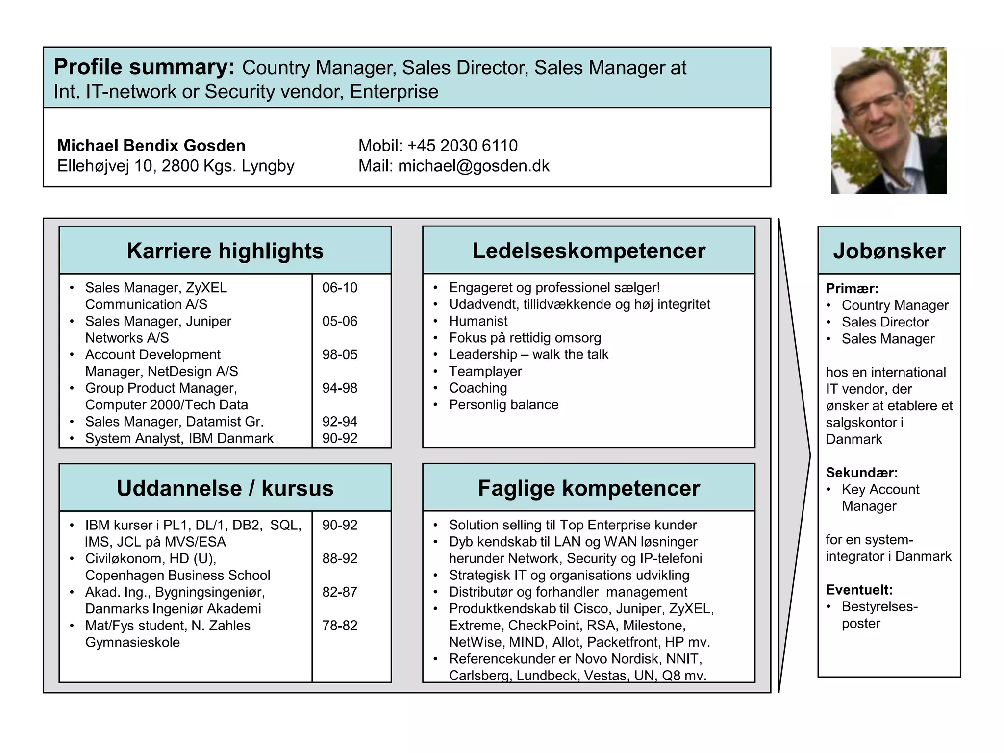 Mini CV for Michael Gosden - DK version | PPTX