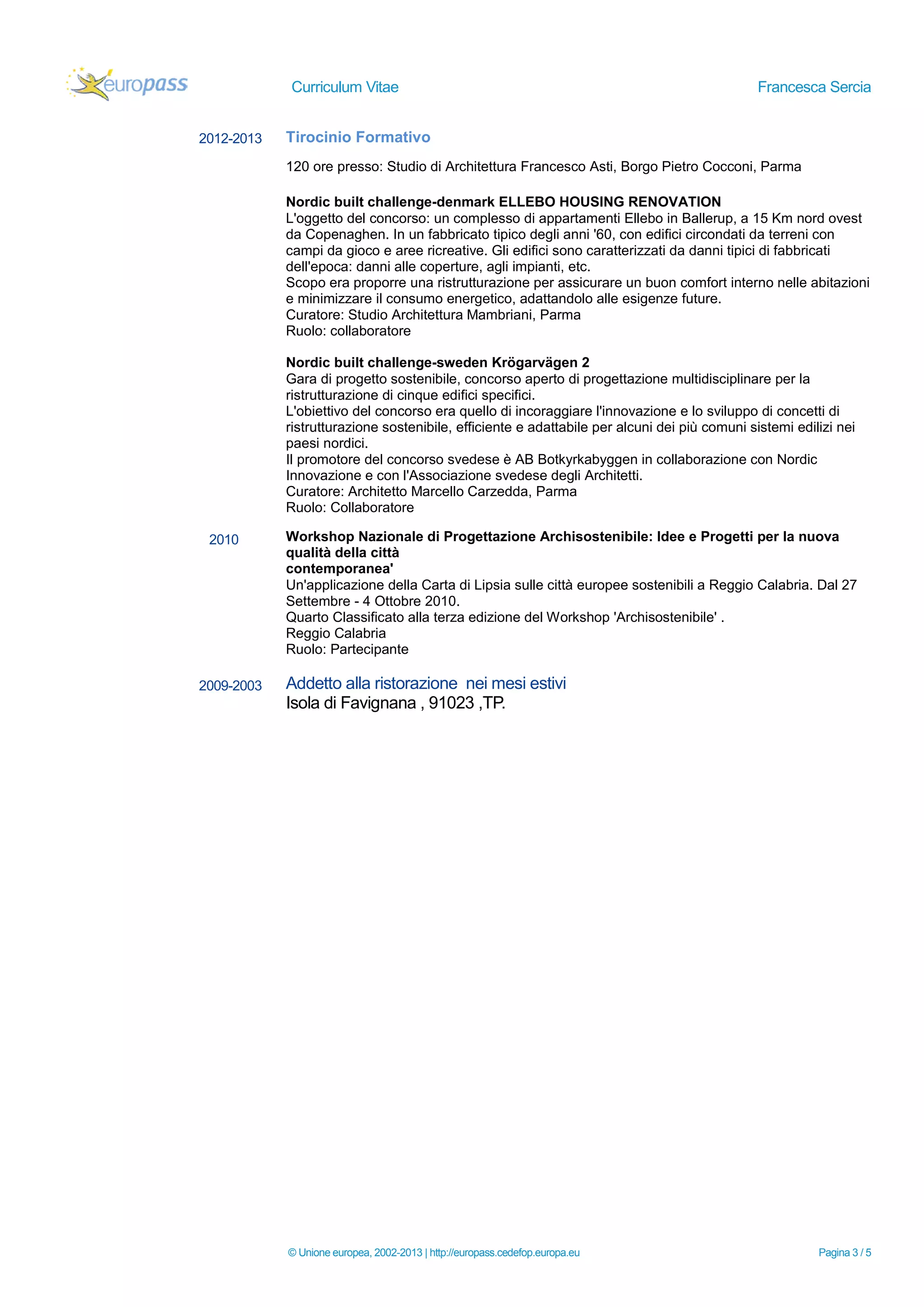 Cv Francesca Sercia | PDF