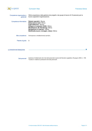 Cv Francesca Sercia | PDF