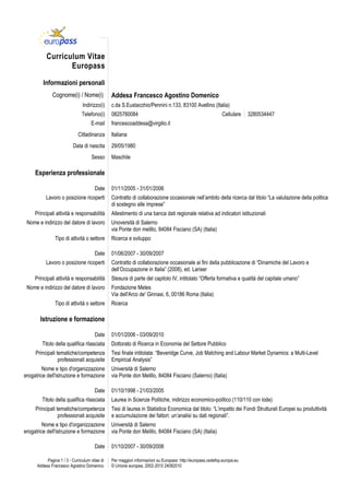 Cv francesco addesa | PDF