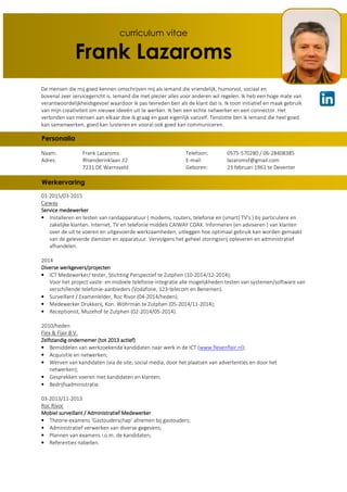 Cv frank lazaroms | PDF