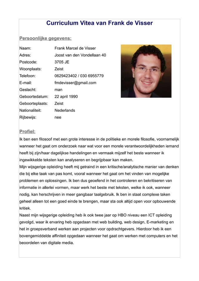 Cv frank marcel de visser | PDF