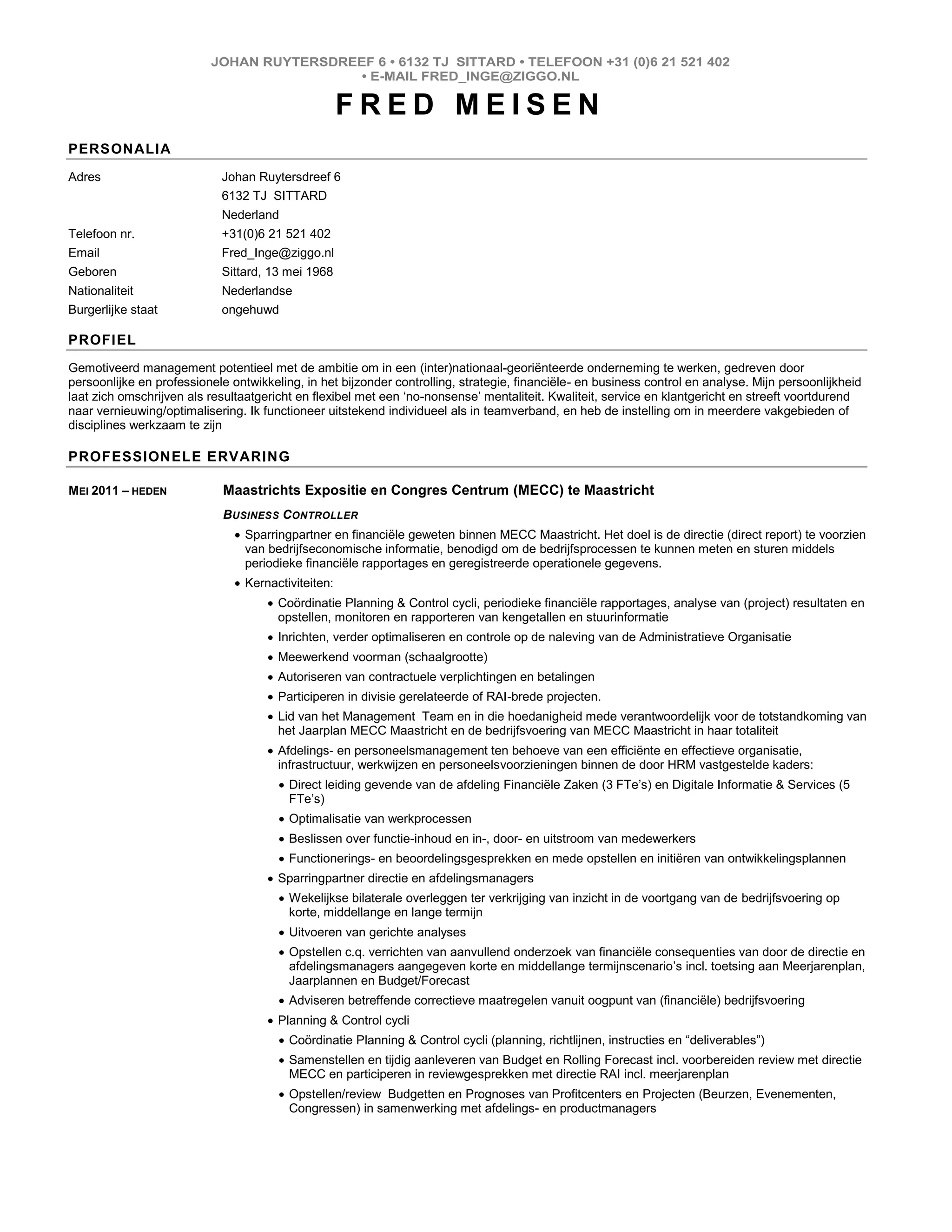 Cv Fred Meisen Update 02082011 | DOCX